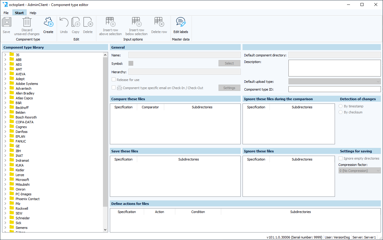 Component type editor module - versiondog INFO